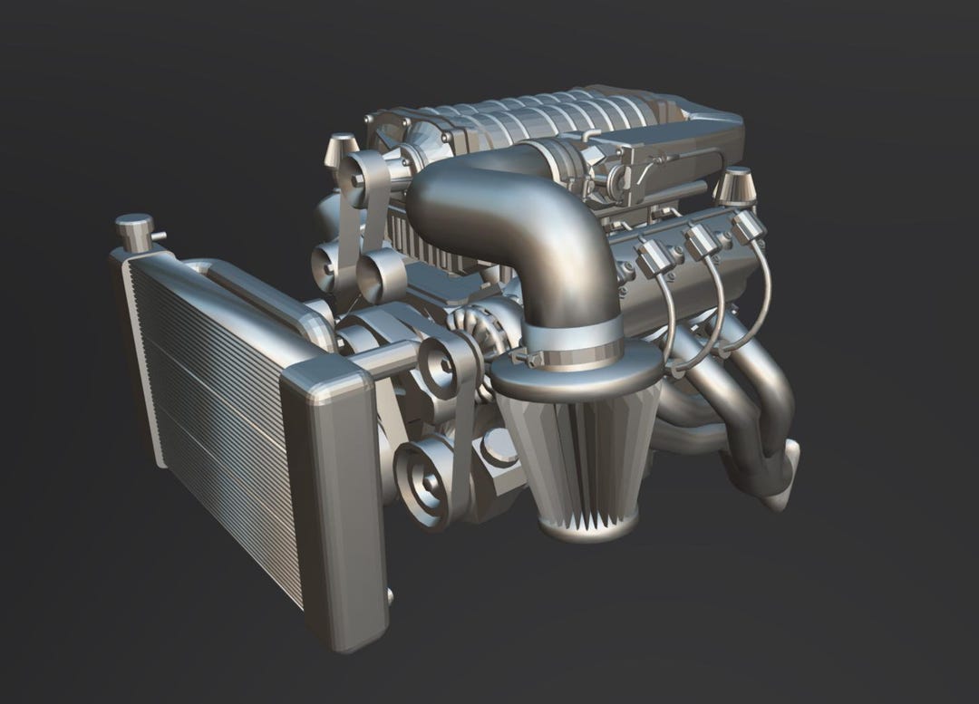 Supercharged LS V8 Engine 3D Model (STL & GLB Files) - Printable for ...