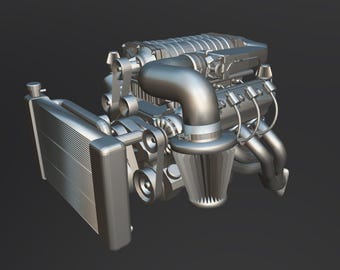 Supercharged LS V8 Engine 3D Model (STL & GLB Files) - Printable for ...