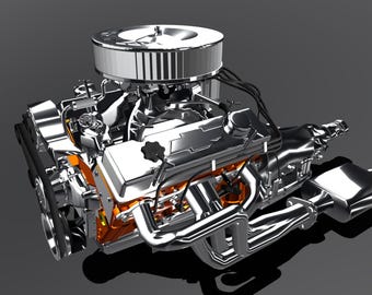 Supercharged Sbc V8 Engine 3D Model (STL & GLB Files) - Printable for ...