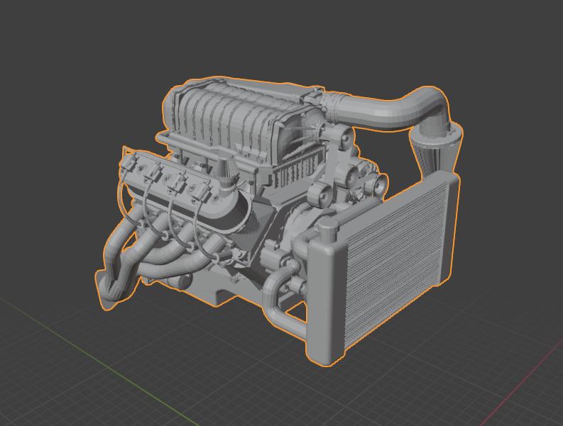 Supercharged LS V8 Engine 3D Model (STL & GLB Files) - Printable for ...