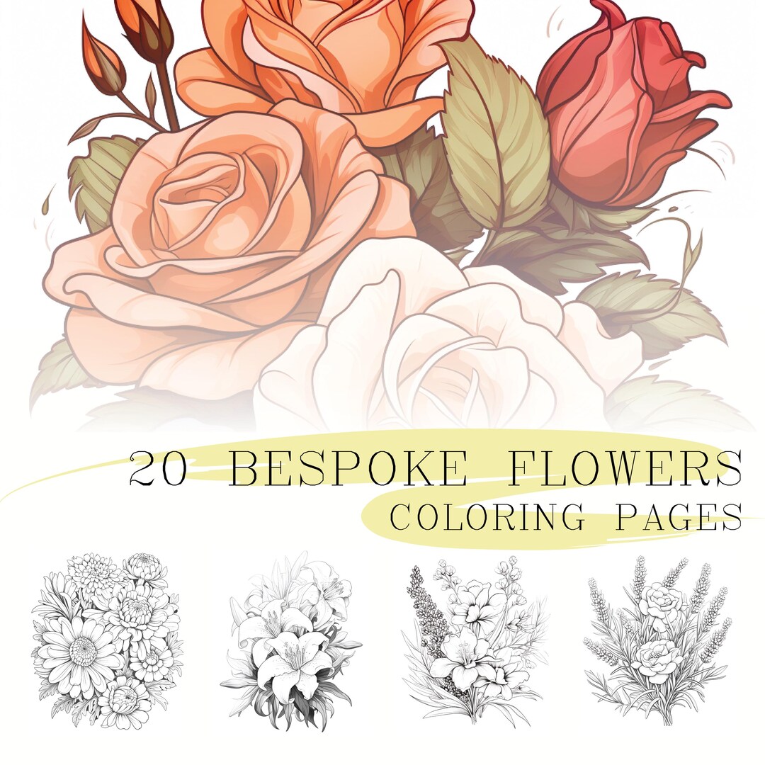 20 Flowers Coloring Pages, Floral Coloring Sheets, Adult & Kids ...