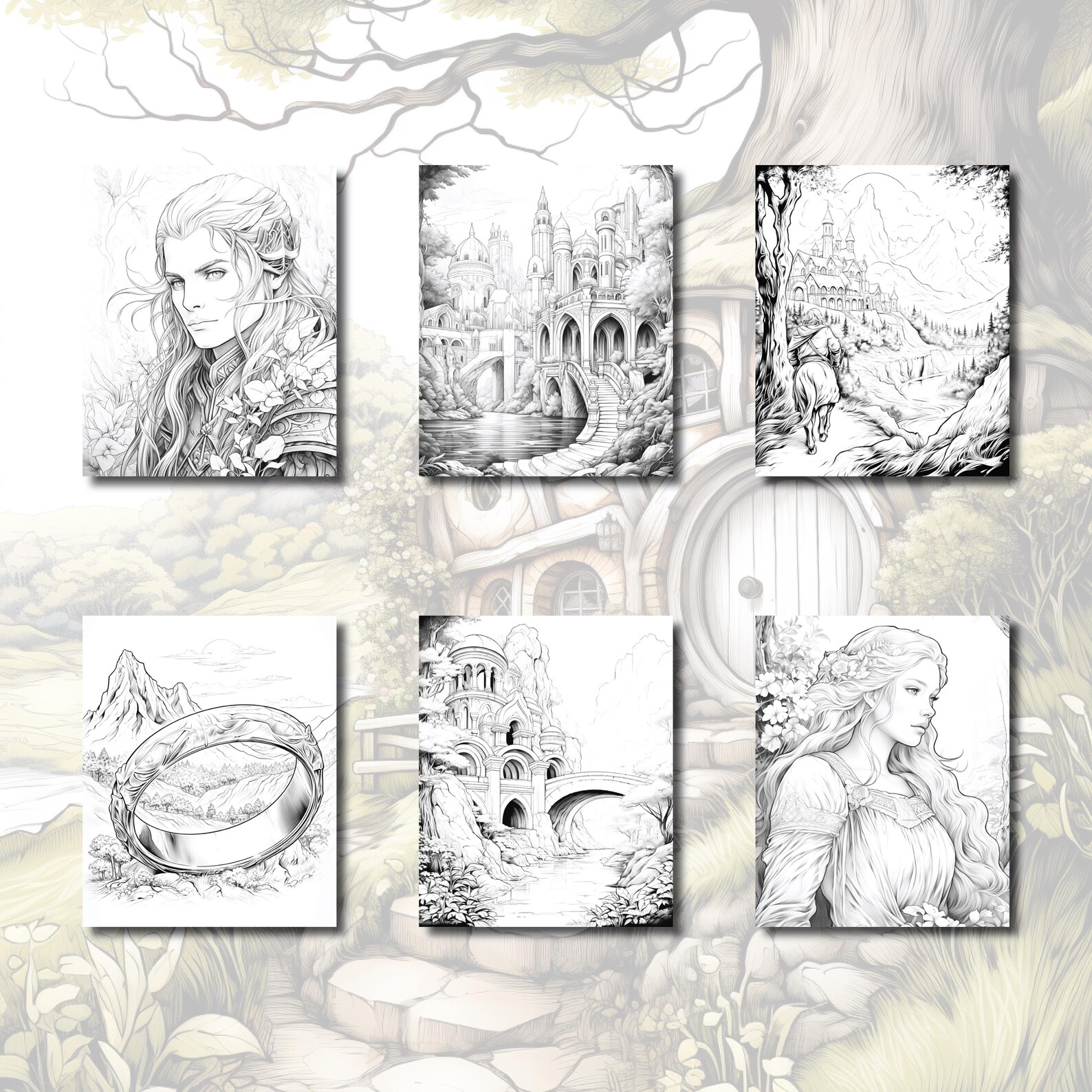 20 Middle Earth Coloring Pages, LOTR Inspired Coloring Sheets, Adult ...