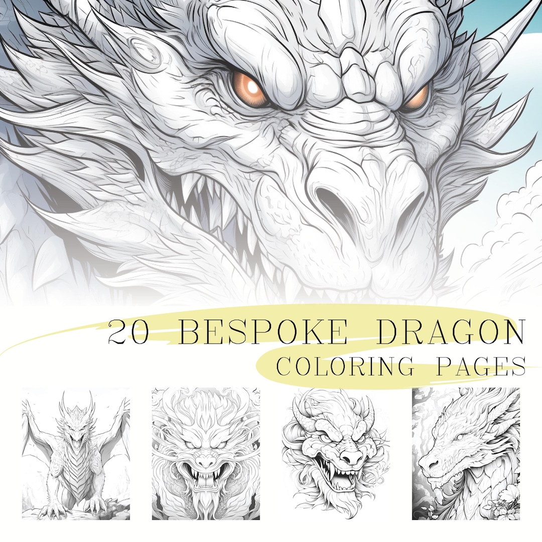 20 Dragons Coloring Pages, Fantasy Coloring Sheets, Adult & Kids ...