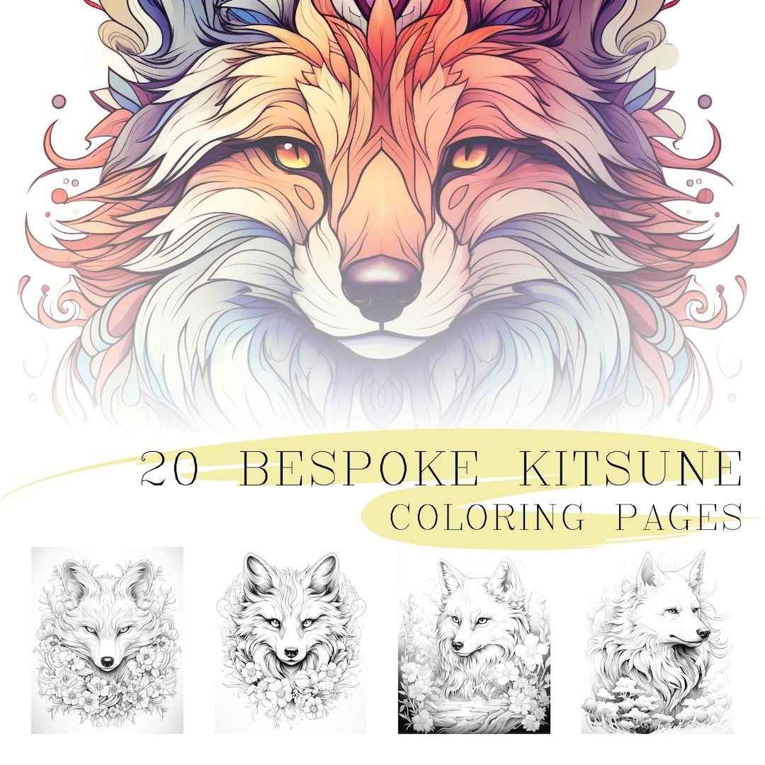 20 Kitsune Coloring Pages, Japanese Coloring Sheets, Adult & Kids ...