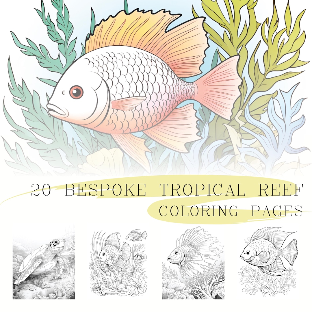 20 Tropical Reef Coloring Pages: Underwater Fish Designs (printable PDF ...