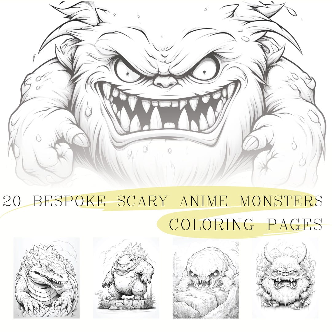 20 Scary Anime Monster Coloring Pages, Adult & Kids (printable PDF ...