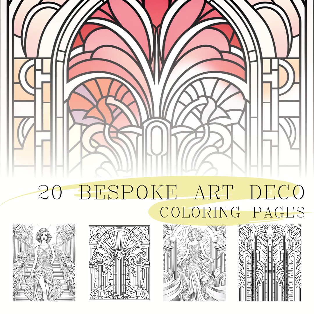 20 Art Deco Coloring Pages, Love Coloring Sheets, Adult & Kids Coloring ...