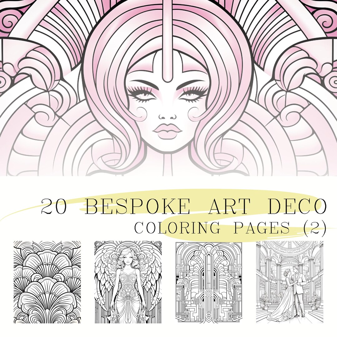 20 Art Deco Coloring Pages, Love Coloring Sheets, Adult & Kids Coloring ...