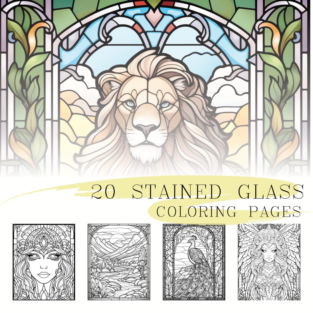 20 Stained Glass Coloring Pages: Detailed Mosaic Designs (printable PDF ...
