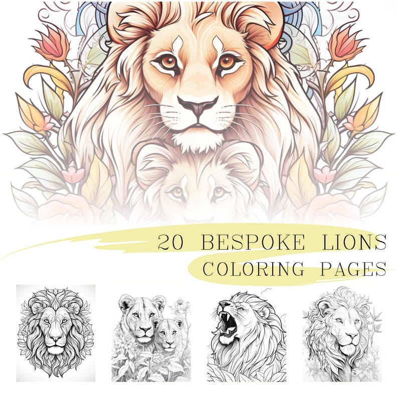 20 Majestic Lions Coloring Pages: Detailed Greyscale Images (printable ...