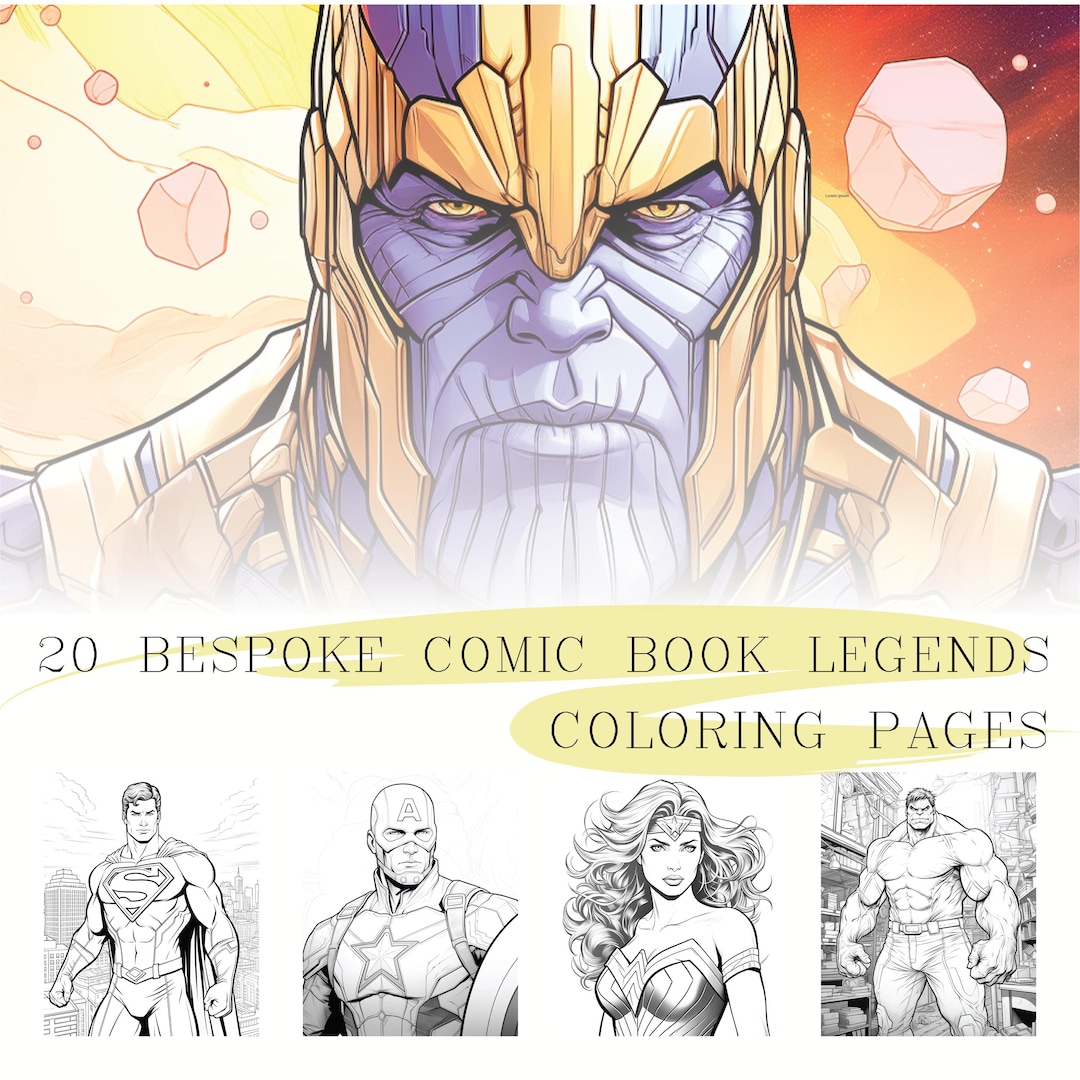 20 Comic Book Legends Coloring Pages, Heroes and Villains Coloring Sheets, Adult and Kids ...