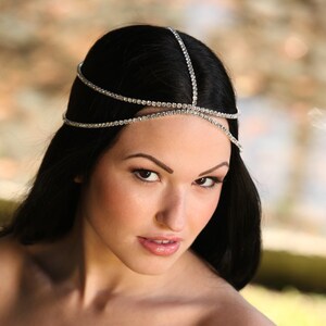 Gold or Silver Headchain, Head Chain, Wedding Boho Headpiece, Bridal ...