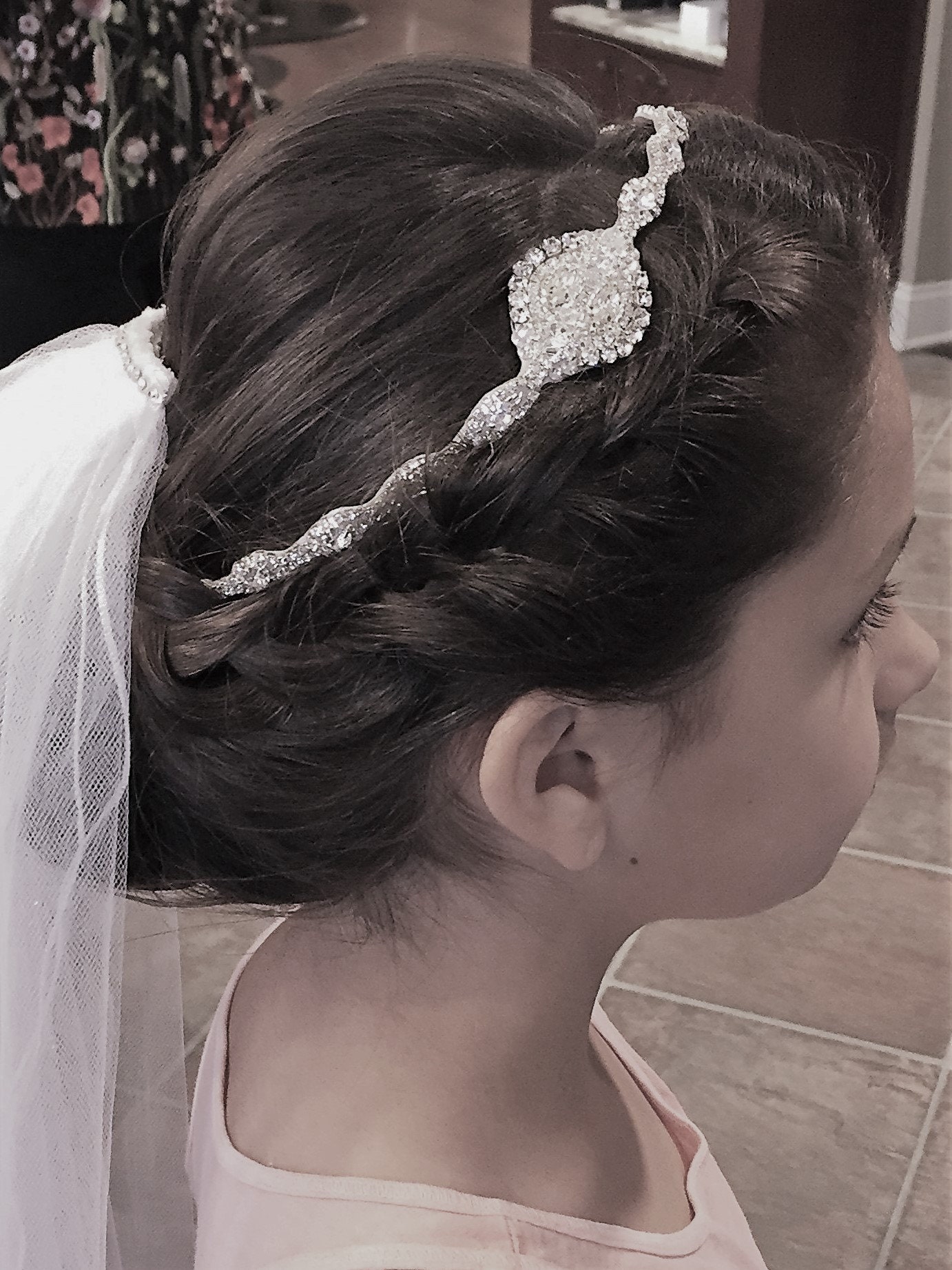 Girl Rhinestone Communion Headband Flower Girl Headpiece - Etsy