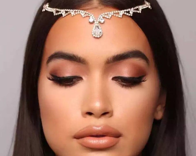 Bridal Forehead Band Pearls Bridal Headband Rhinestones Swarovski ...
