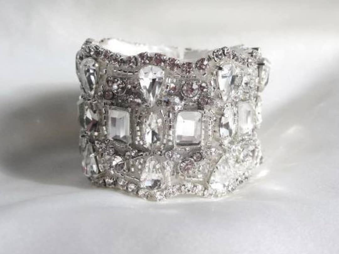 Bridal Wedding Crystal Bracelet Cuff Bangle - Etsy