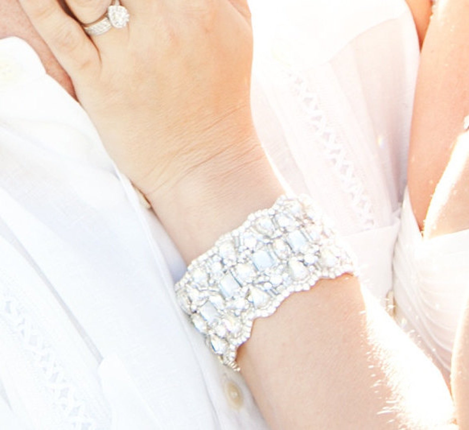 Bridal Wedding Crystal Bracelet Cuff Bangle | Etsy