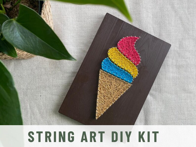 Rainbow Ice Cream Cones String Art DIY Kit, DIY Kit, DIY, Diy Craft ...
