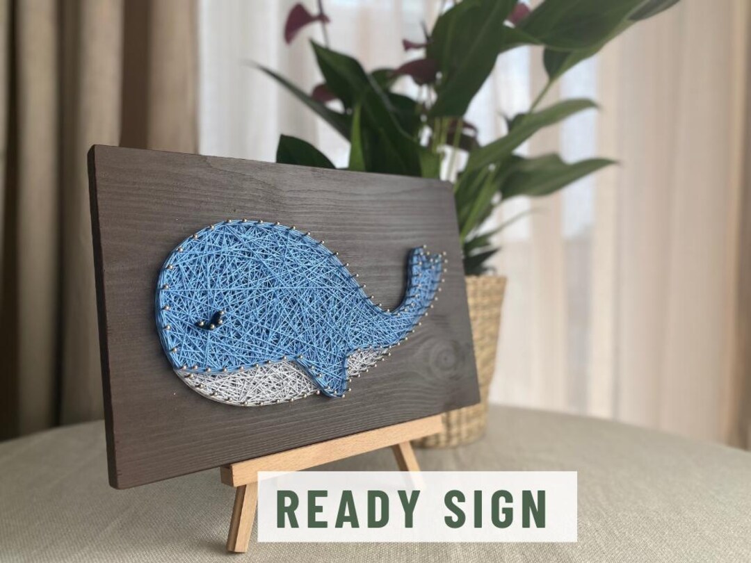 Baby Whale String Art, Blue Whale, Ocean Wall Art, Wall Decore, Ocean ...