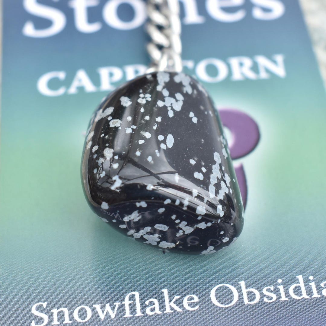 Snowflake Obsidian Root Chakra Keychain Crystal Healing Tumbled Stone ...