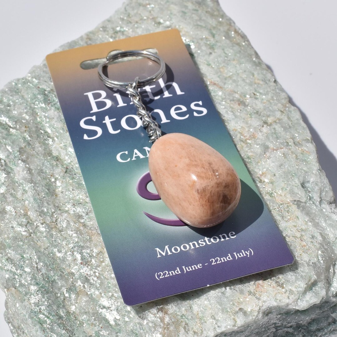 Moonstone - Tumbled Stone Keychain - Cancer Zodiac Birthstone - Carry ...