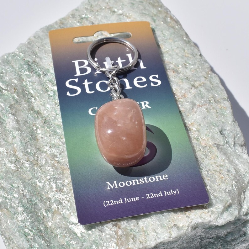 Moonstone - Tumbled Stone Keychain - Cancer Zodiac Birthstone - Carry ...