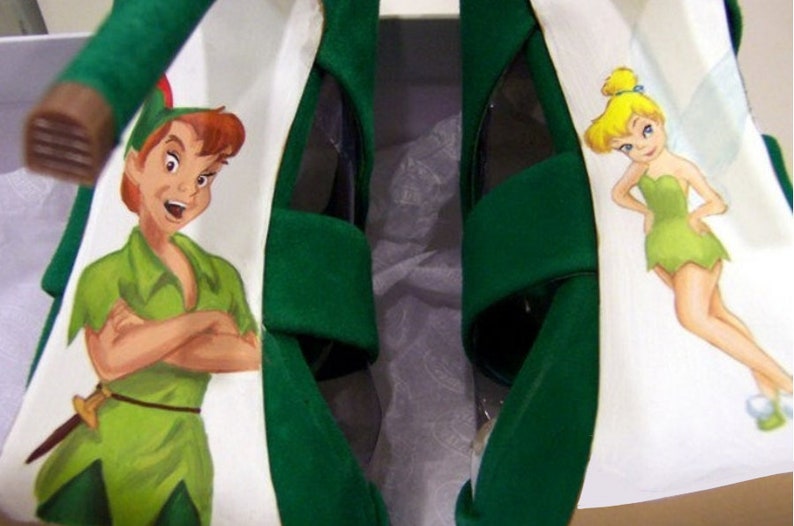 Custom Hand Painted Tinkerbell and Peter Pan Shoes - Etsy