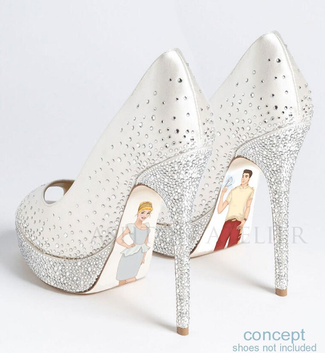 Custom Hand Painted Cinderella Heels - Etsy