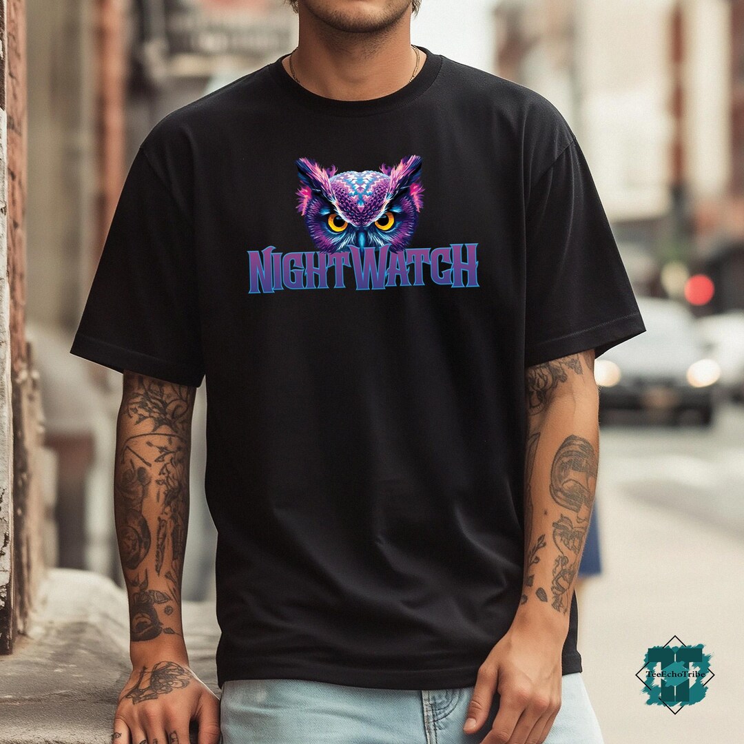 Night Watch Owl T-shirt | Neon Illustration, Unisex Cotton Tee - Etsy