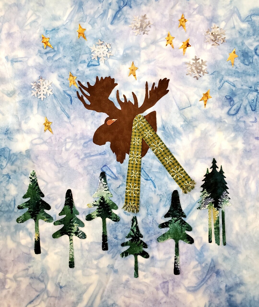 Woodland Moose Batik Fabric Quilt Block 17" - Etsy