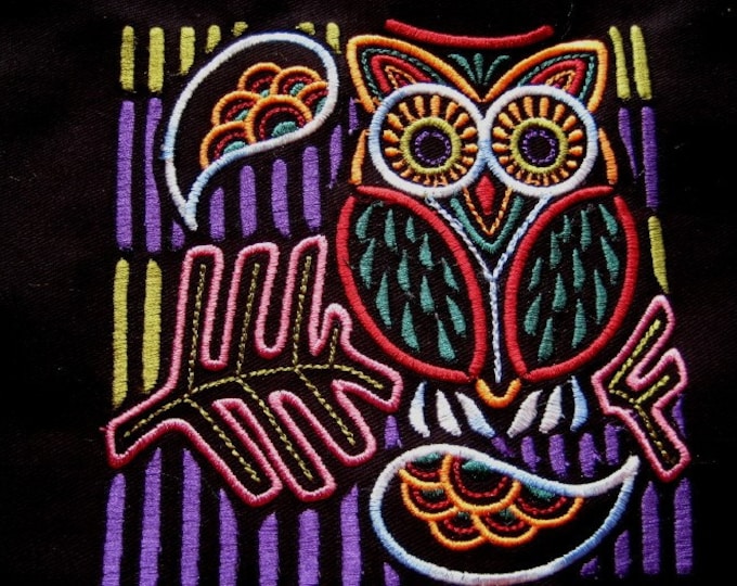 Mola Owl Embroidered Quilt Block - Etsy