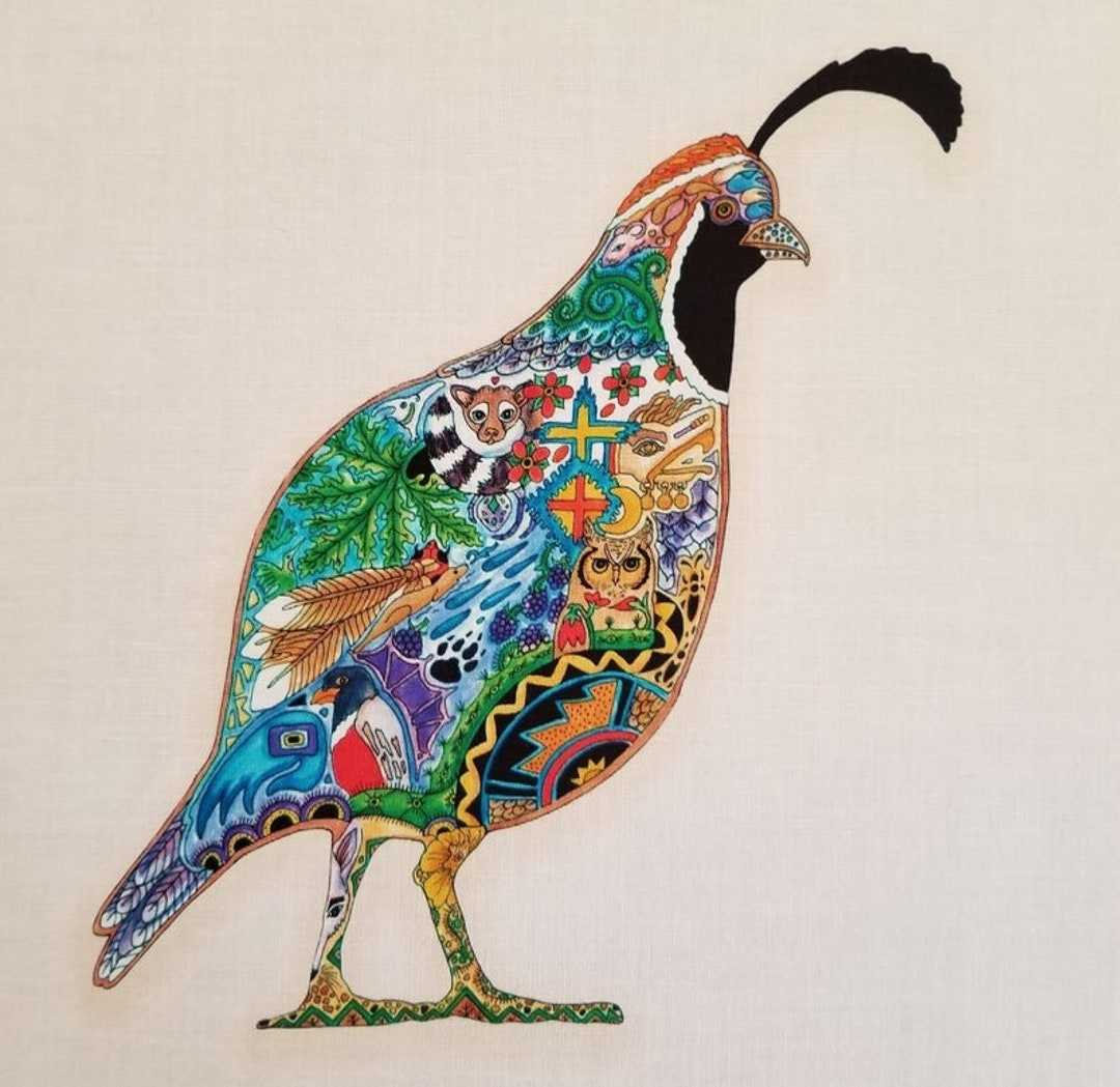 Quail Bird Quilt Block 11" Pillow Panel - Etsy
