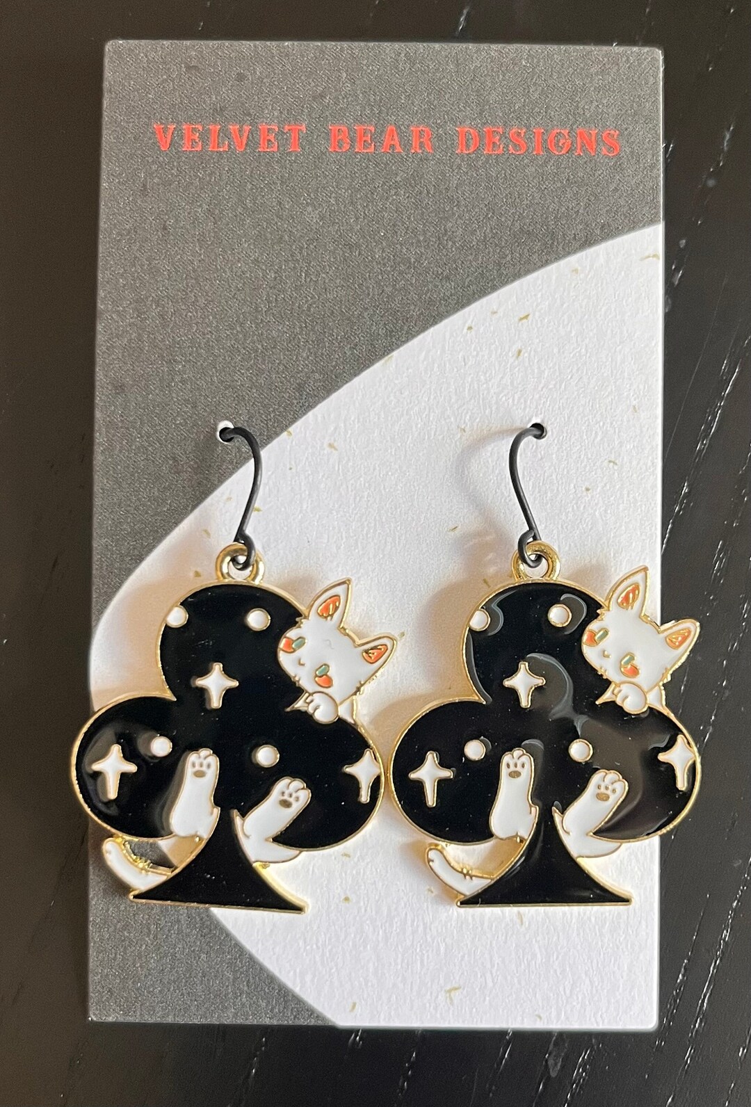 White Cat Hugging Black Club - Etsy