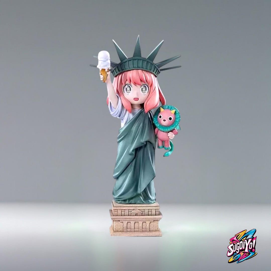 Cute Chibi Pink-haired Girl Statue Liberty-inspired Anime Figure ...