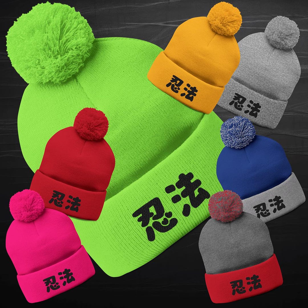 Kawaii Embriodered Ninpo Beanie for Female Martial Artists, Ninja Girl ...