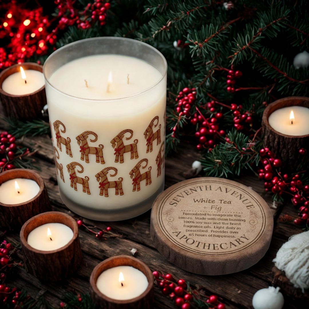 Julbock Yule Candle With Nordic Straw Goat Design, Pagan Winter ...