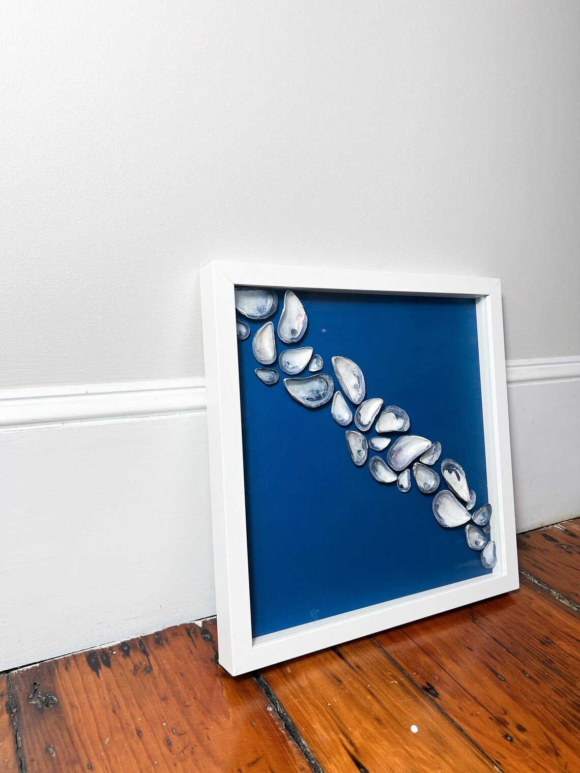 Mussel Shell Art Piece | Framed Mussel Shell Decor for Beach Home or ...