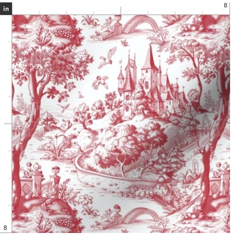 Red Toile Valance - Etsy