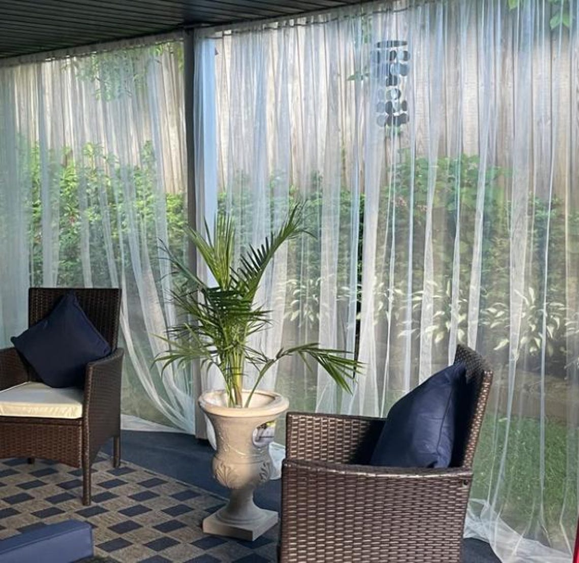 Sheer Outdoor Curtain Panel - Handmade Using "mosquito Netting" Fabric ...