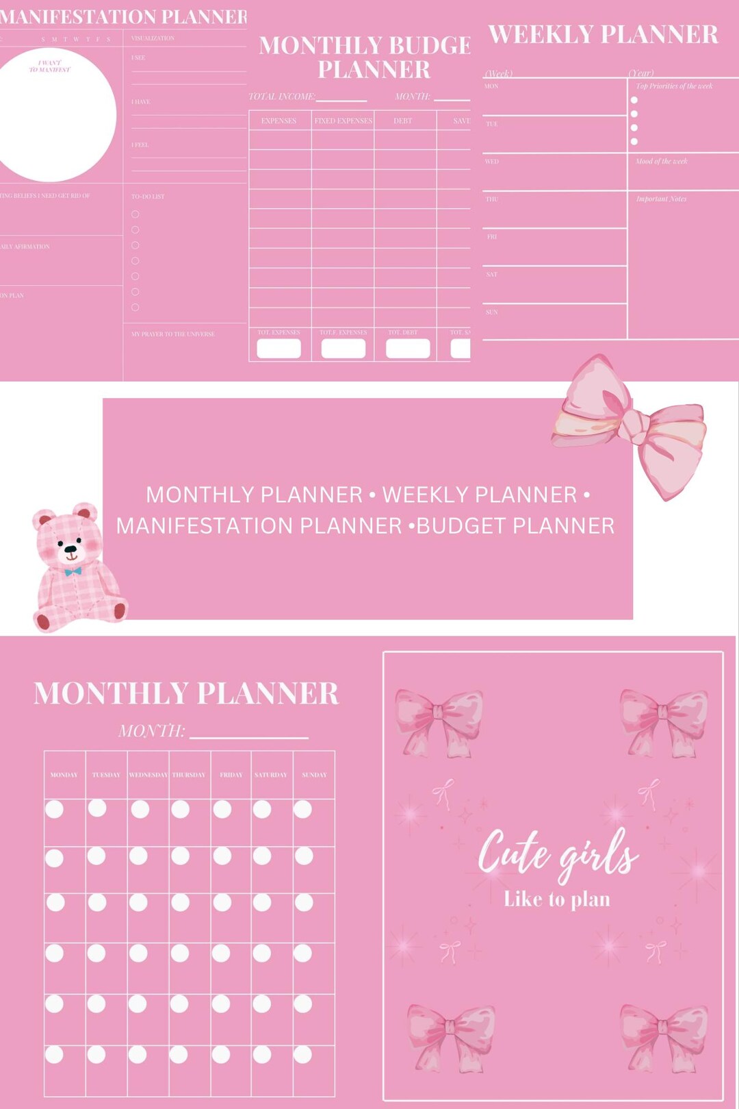 Aesthetic Cute Pink Planner - Etsy