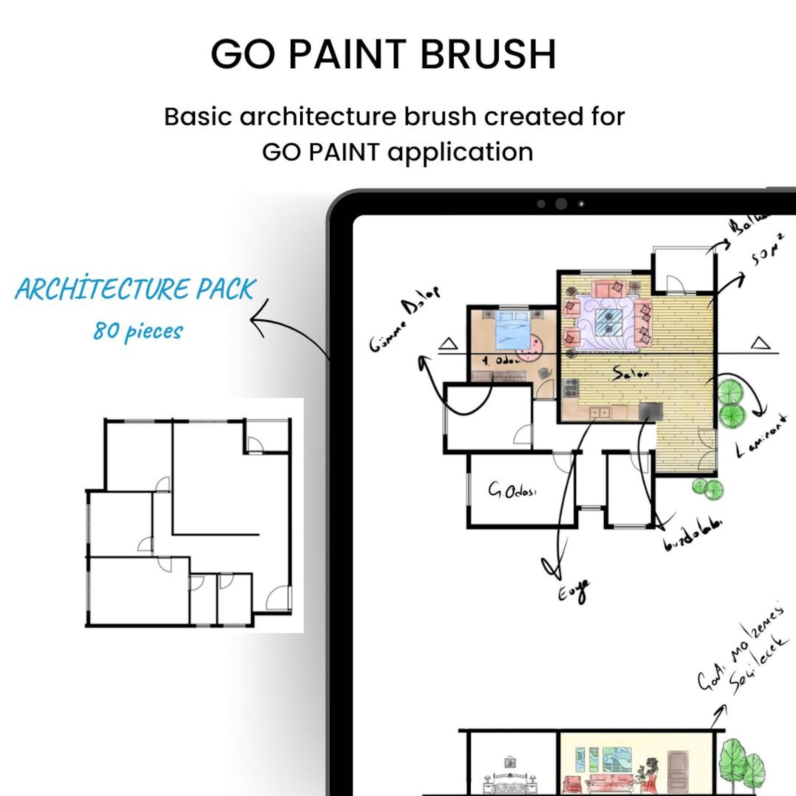 Gopaint Architectural Brushes: Interior Design Stamps (80+) - Etsy