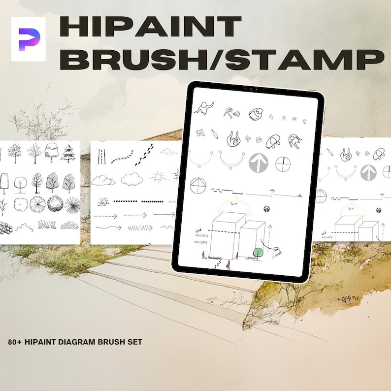 Hipaint Architectural Diagram Brushes: Interior & Landscape Stamps ...