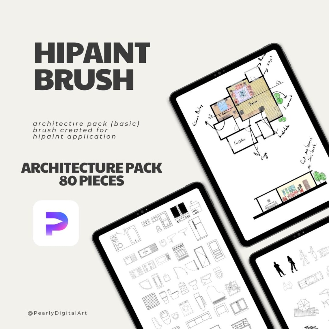 80+ Hipaint Architectural Brushes: Interior Design Stamps (digital ...