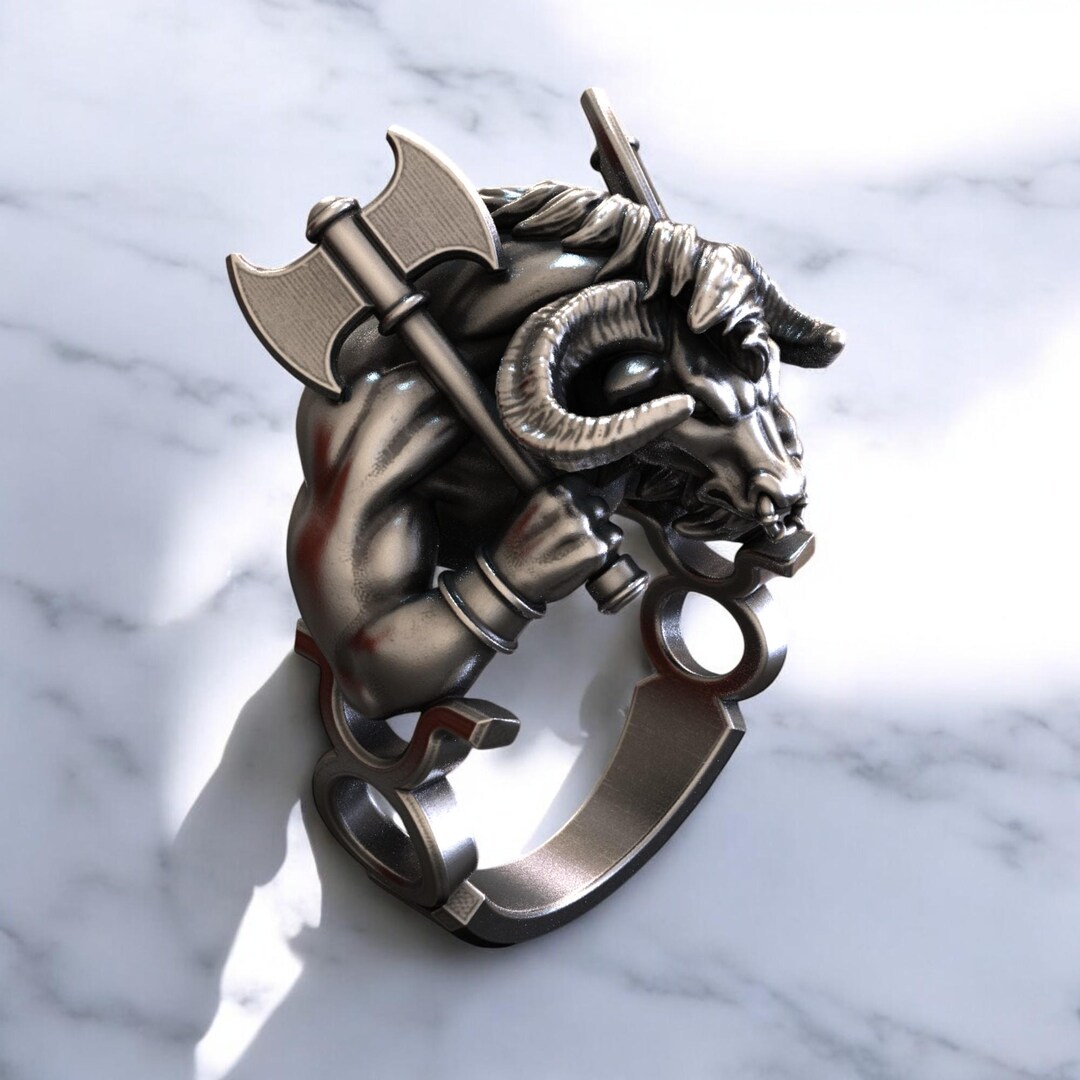 Minotaur Ring, Handmade Oxidized Sterling Silver, Greek Mythology - Etsy