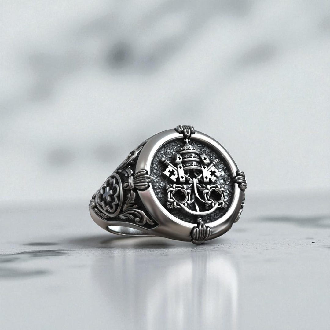 Sterling Silver Vatican Ring – Handmade Papal Signet, Christian Jewelry ...