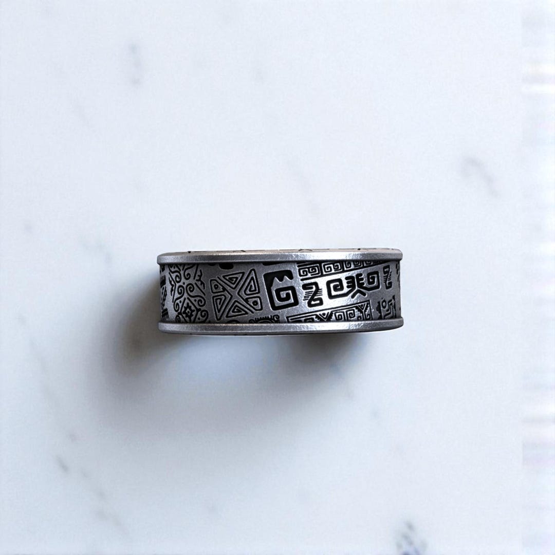 Tribal Pattern Ring, Unique 925 Sterling Silver Band, Ancient Inspired ...