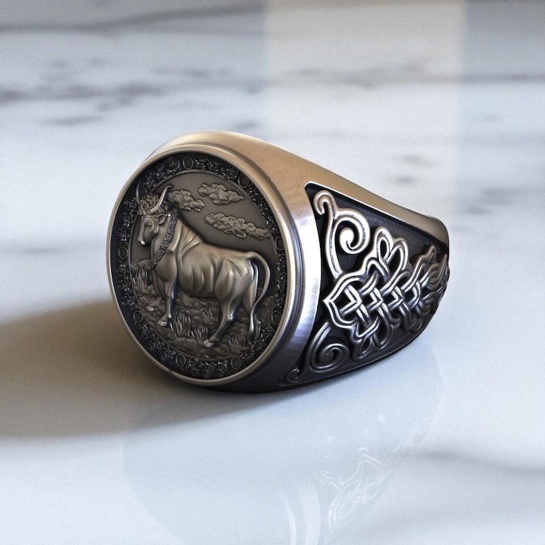 Sterling Silver Bull Ring, Zodiac Taurus Animal Jewelry - Etsy
