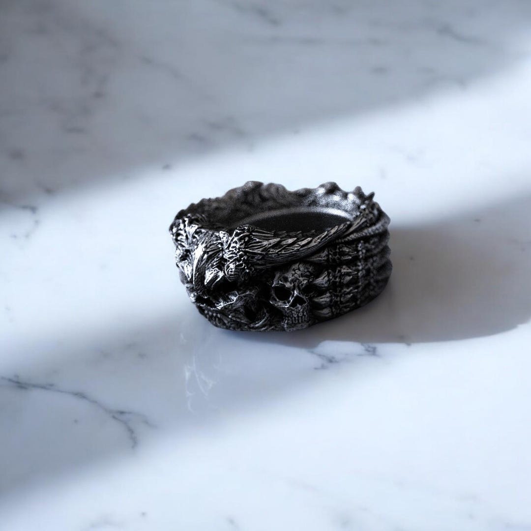 Demon Skull Ring, Handcrafted 925 Sterling Silver, Sinister Gothic ...