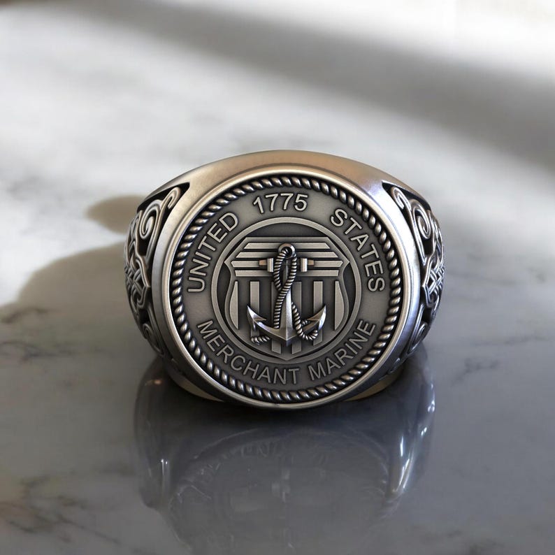 Sterling Silver US Merchant Marine Ring, Patriotic Service Tribute - Etsy