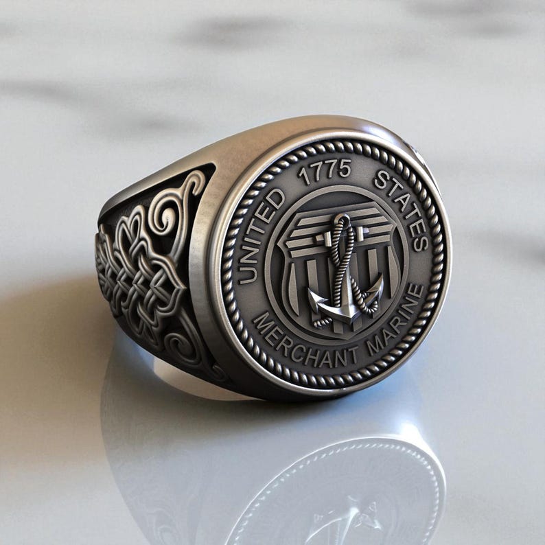 Sterling Silver US Merchant Marine Ring, Patriotic Service Tribute - Etsy