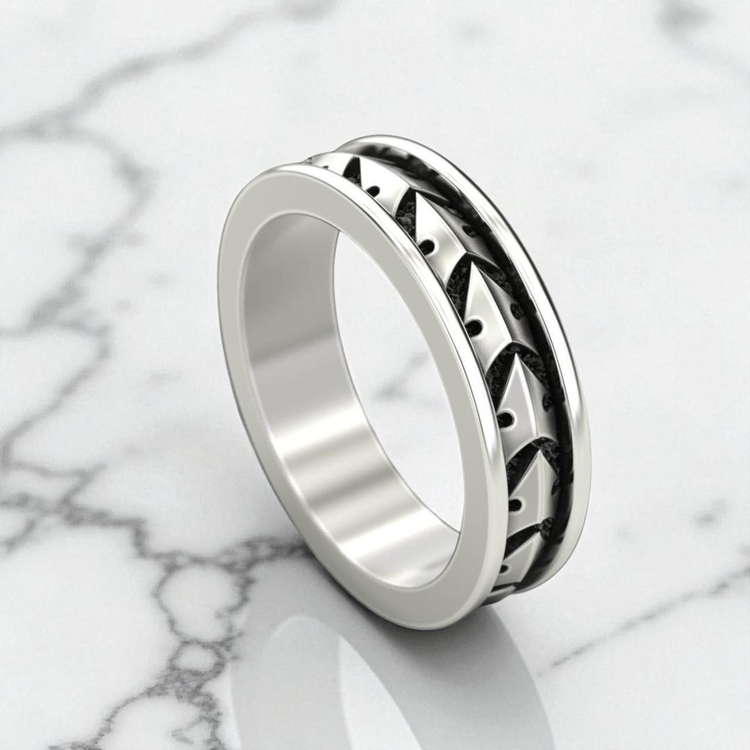 Handmade Sterling Silver Arrow Ring - Geometric Wide Band Wedding ...
